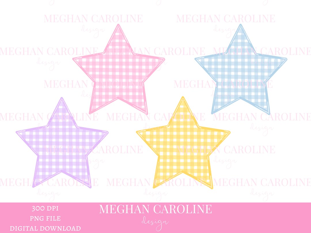 Gingham Star png, Pink Star Clip Art, Yellow Star png, Blue Star clip art, Purple Star png, Girl ...