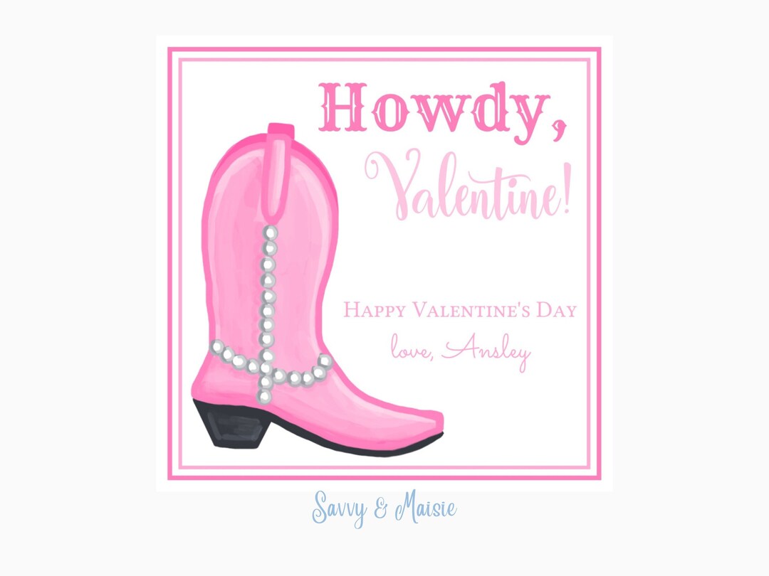 Cowgirl Boot Tag Pink Boot Favor Tag Pink Howdy - Etsy