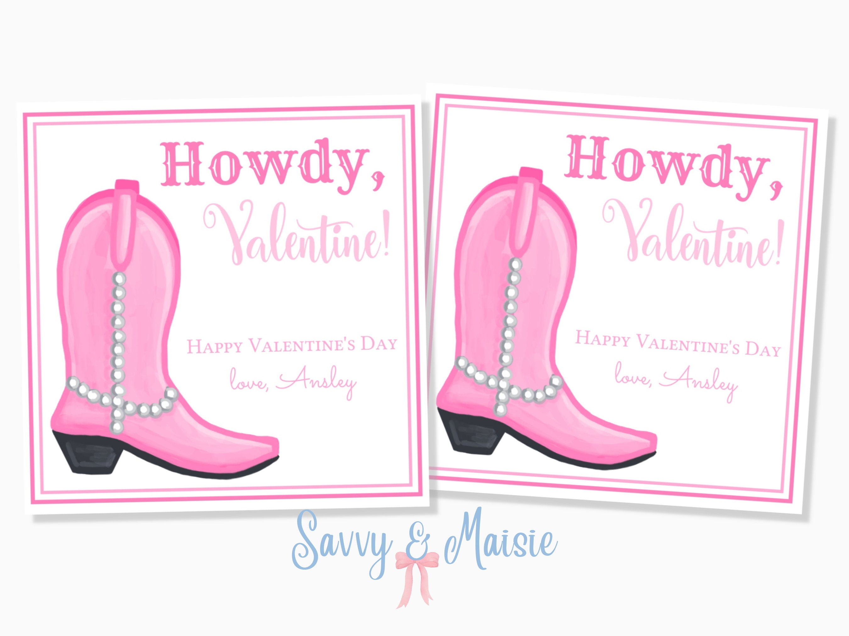 Cowgirl Boot Tag Pink Boot Favor Tag Pink Howdy - Etsy