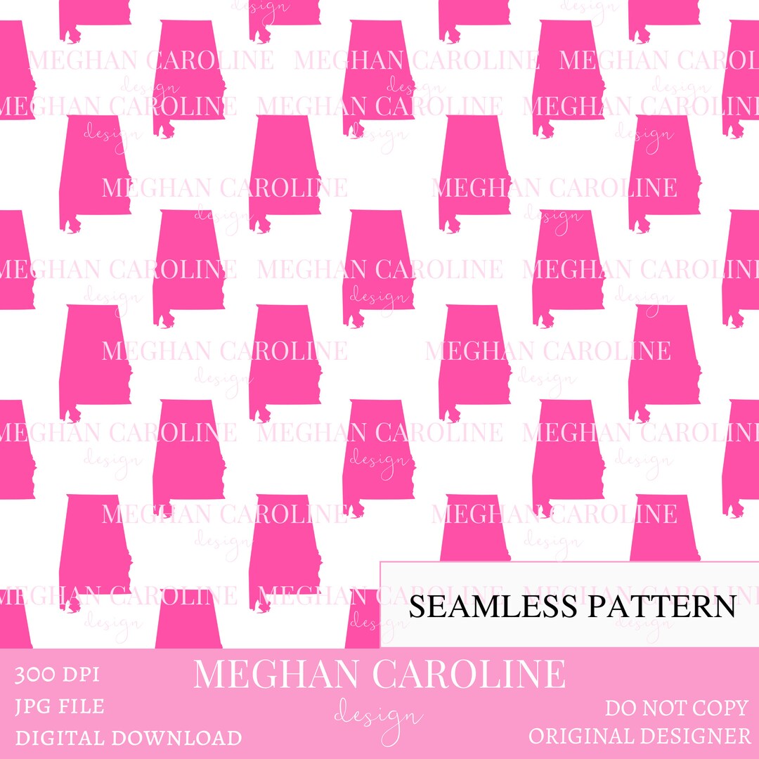 Pink Alabama Seamless Pattern, Preppy State Pattern, Alabama Repeating ...