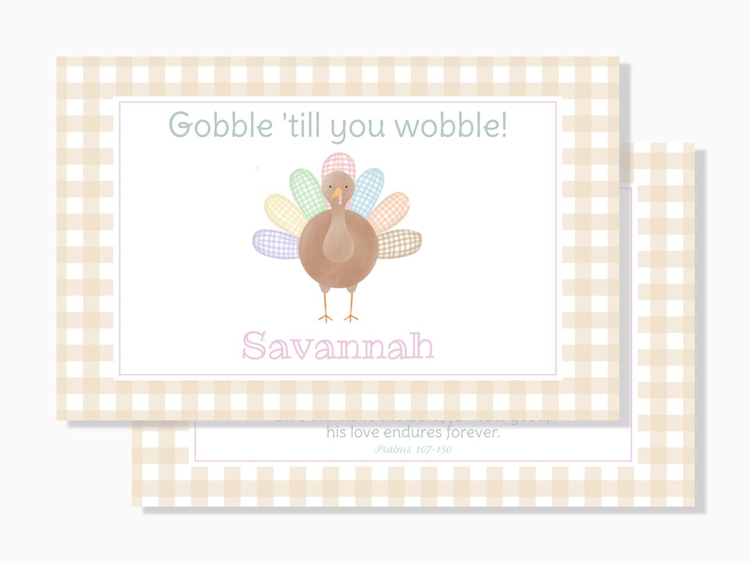 Printable Thanksgiving Placemat Turkey Table Placemat Gobble - Etsy