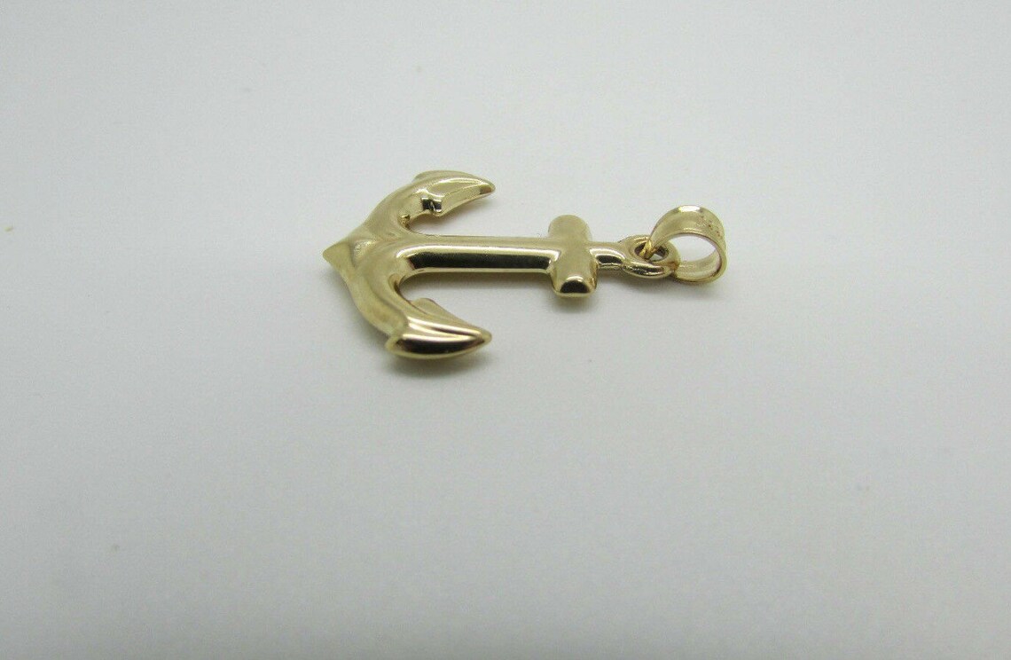 14K Pretty Yellow Gold Anchor Sailor Nautical Pendant - Etsy