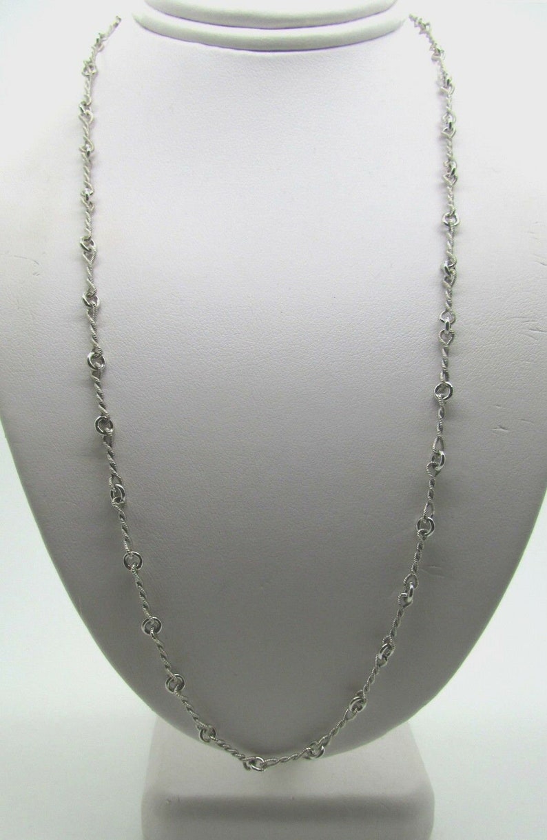 14K Pretty White Gold Twisted Link Chain With Circle Knots 9 | Etsy