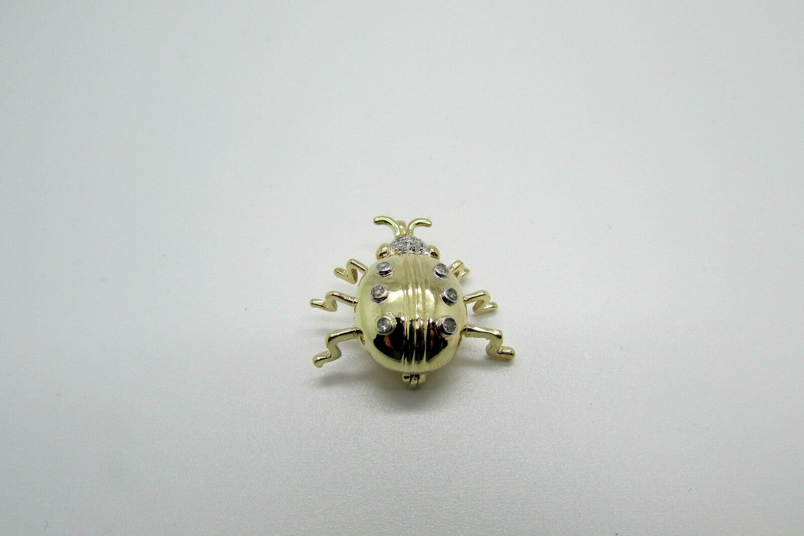 14K Pretty Yellow Gold Lady Bug Pin or Pendant With Round - Etsy