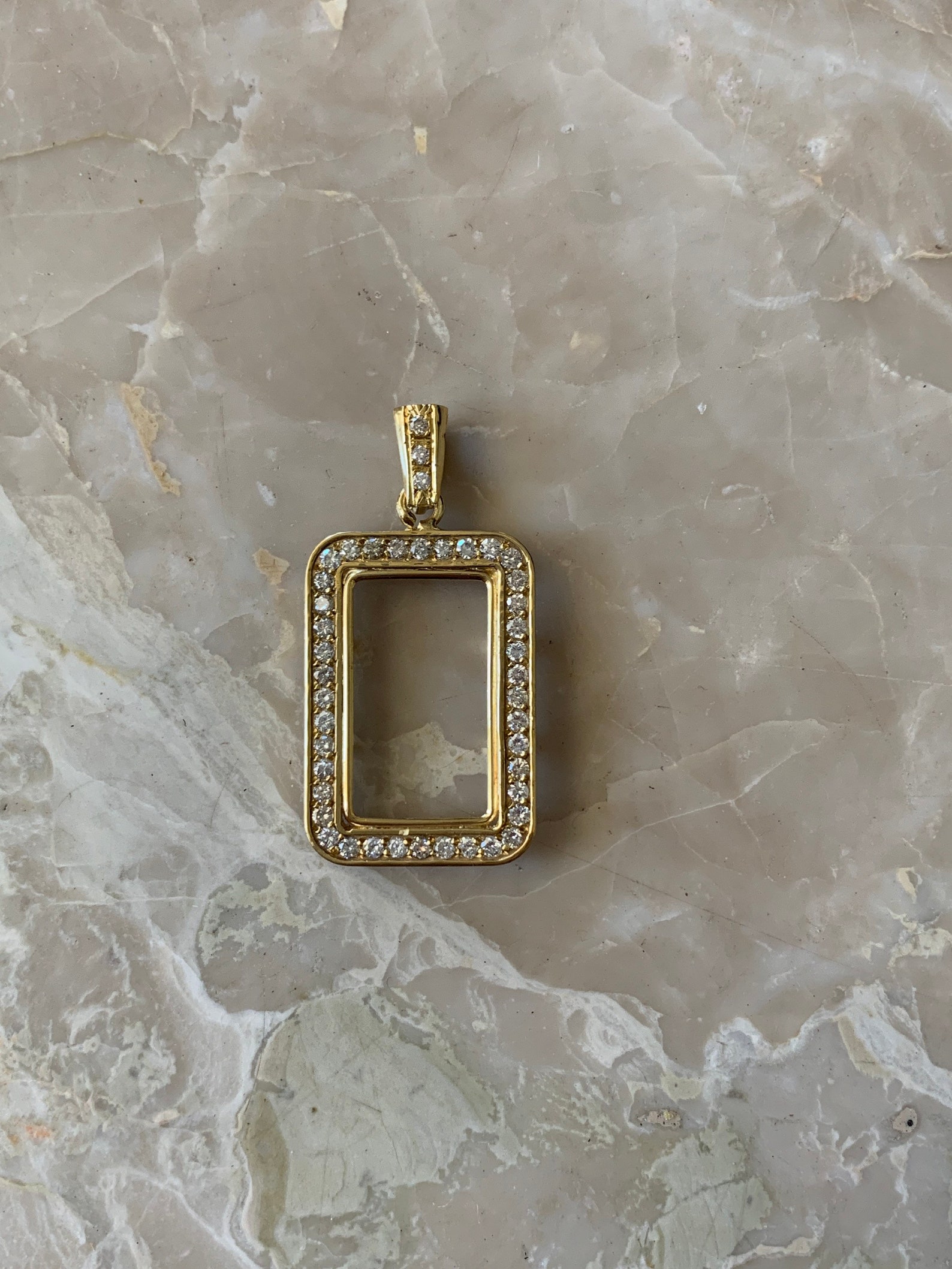 14K Pretty Yellow Gold Frame for 10 Gram Gold Bar With Round Diamonds ...