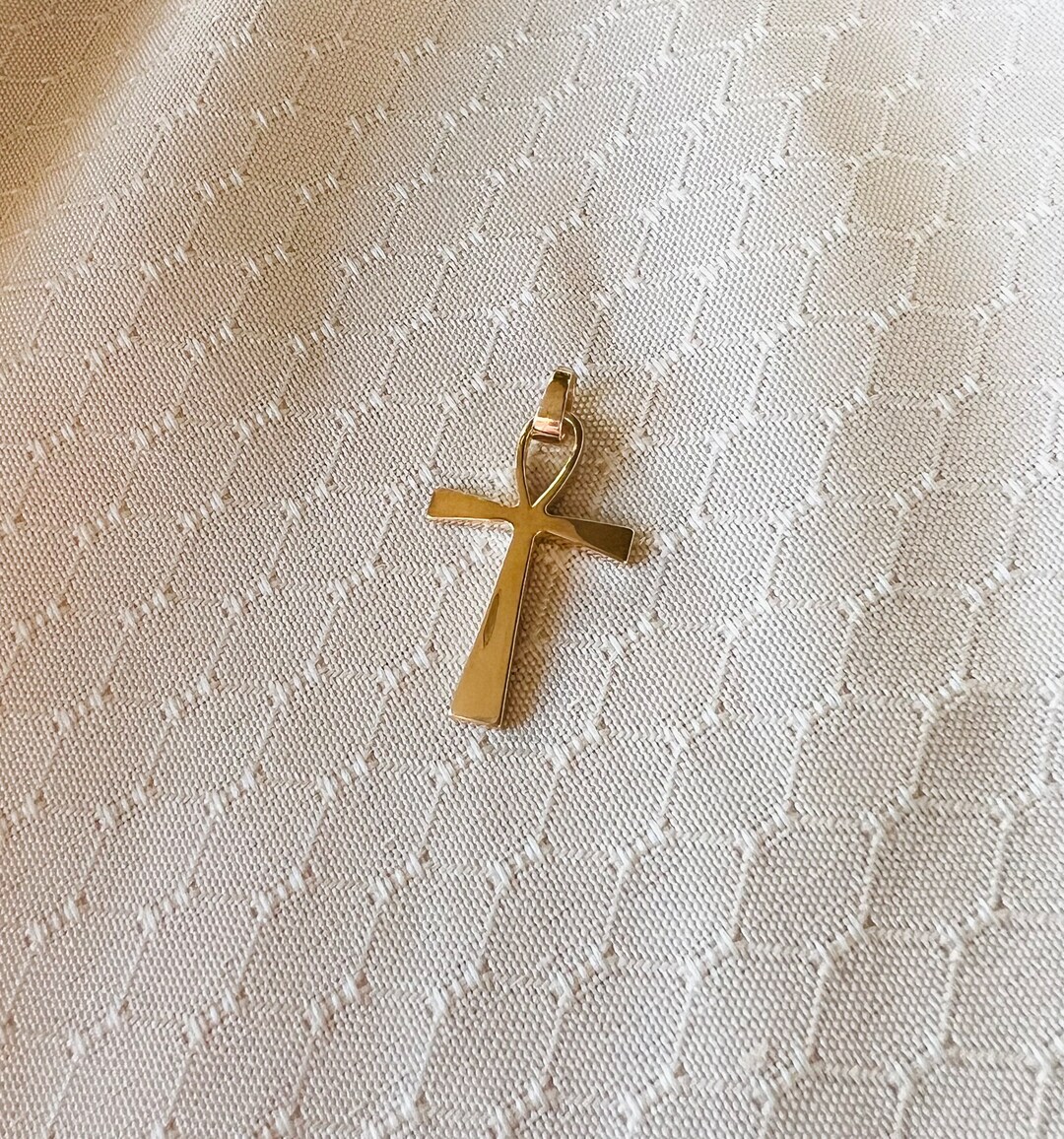 14K Pretty Yellow Gold Ankh Egyptian Cross Pendant - Etsy