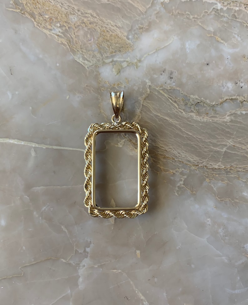 14K Pretty Yellow Gold Rope Chain Frame for 2.5 Gram Pamp/credit Suisse ...