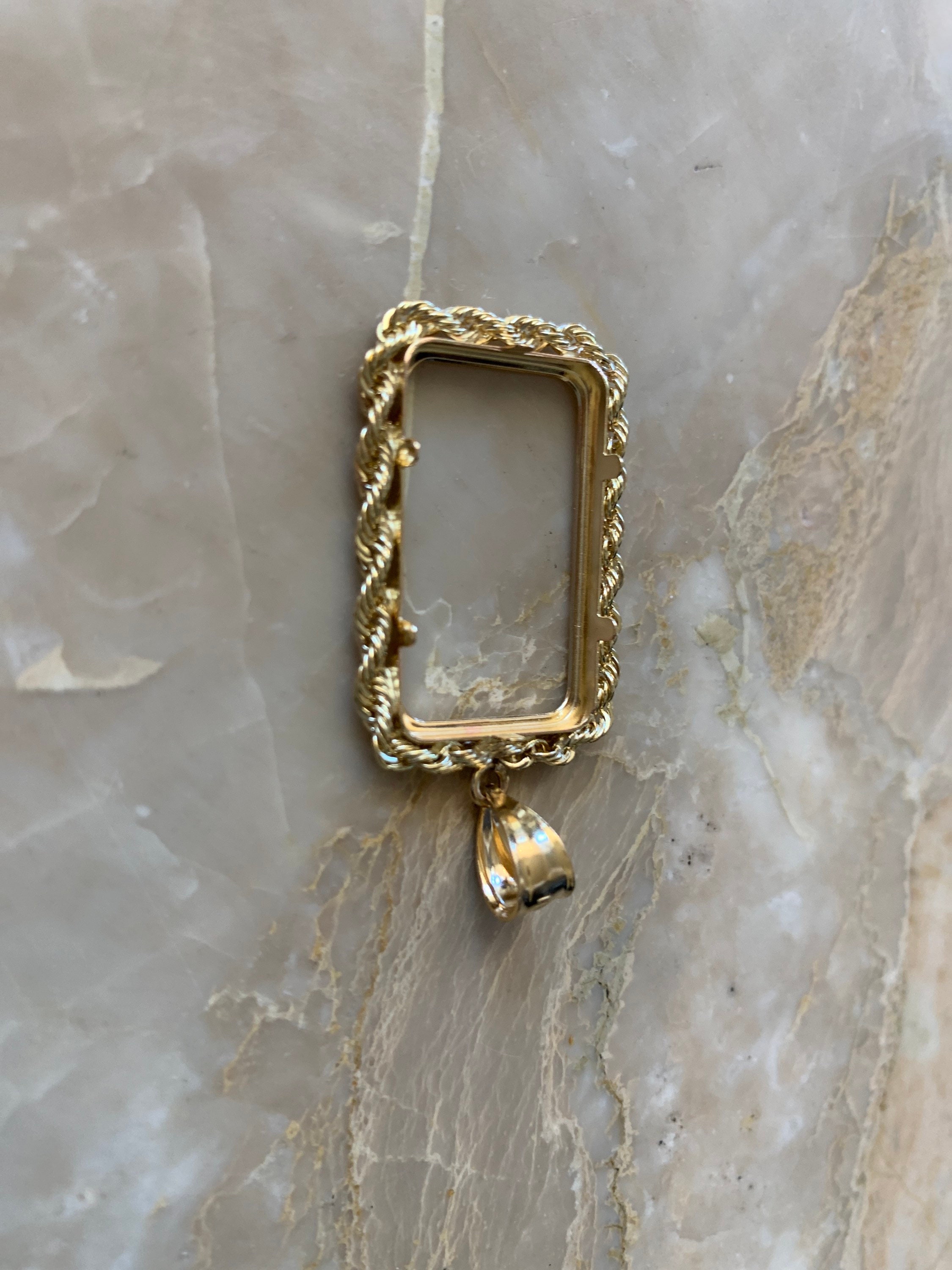 14K Pretty Yellow Gold Rope Chain Frame for 2.5 Gram Pamp/credit Suisse ...