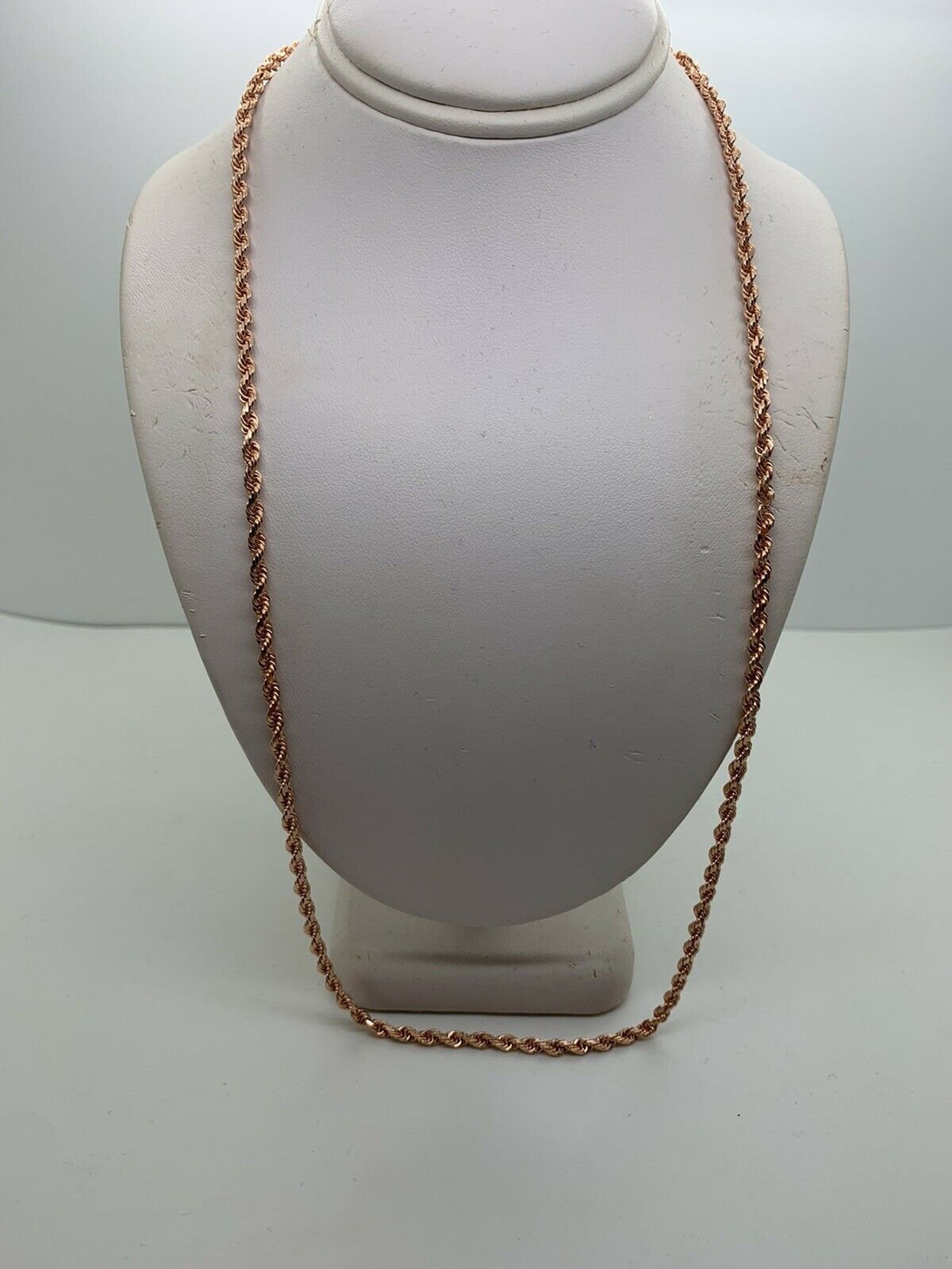 14K Rose Gold Diamond Cut 22 Inches Rope Chain 16.7 Grams 3mm - Etsy
