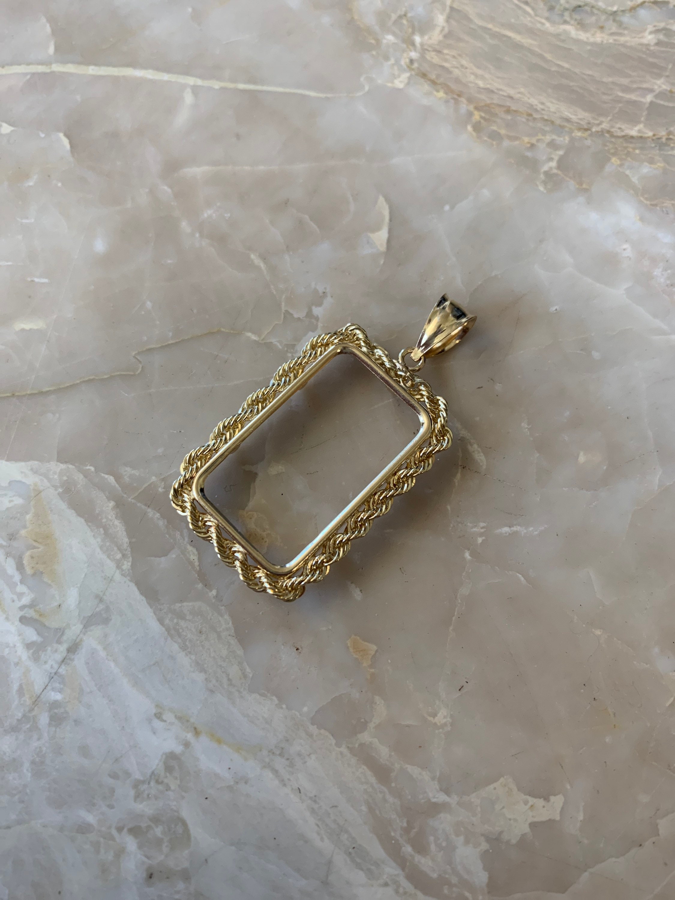 14K Pretty Yellow Gold Rope Chain Frame for 2.5 Gram Pamp/credit Suisse ...