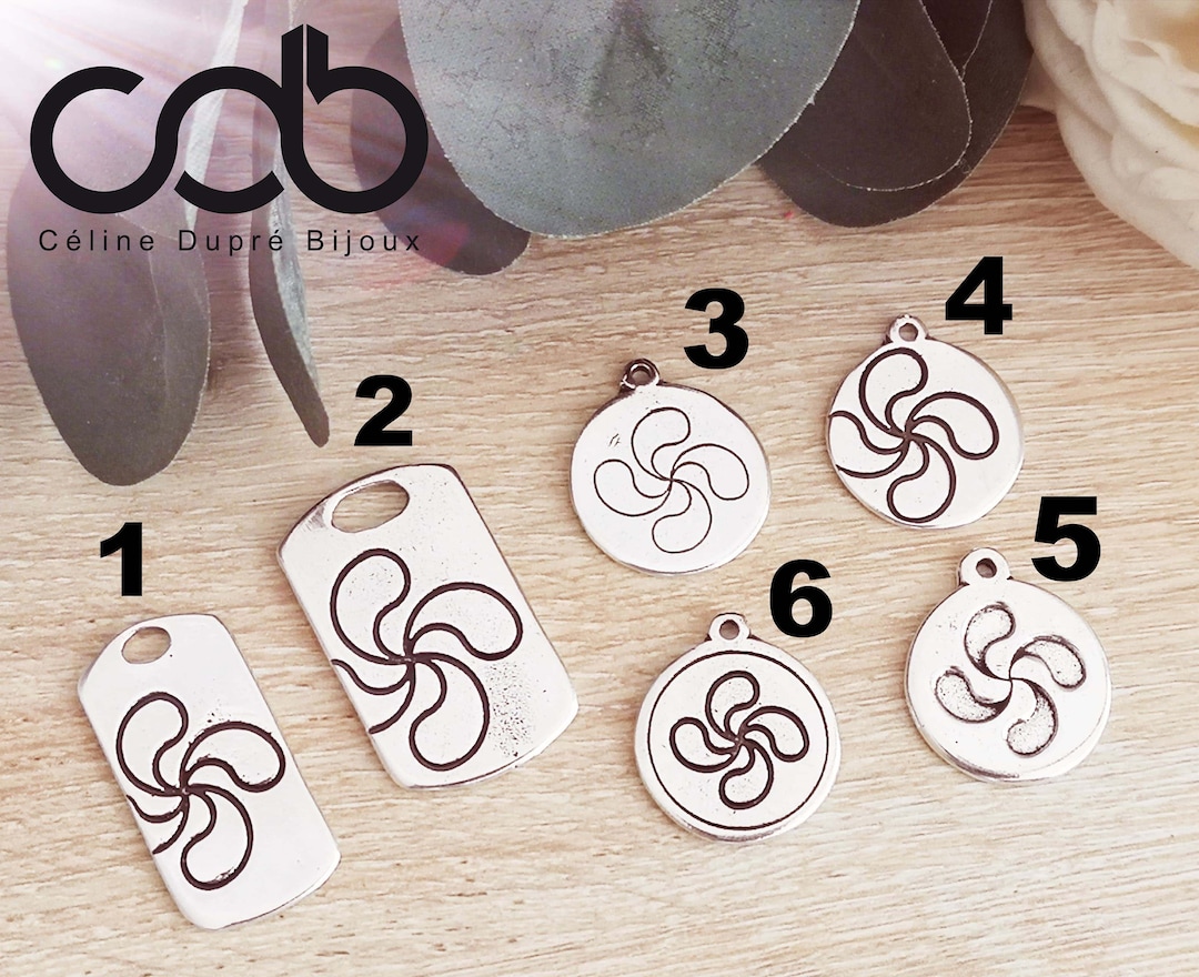 Adjustable Necklace lauburu / Basque Cross Tinplate Silver Finish 925 ...