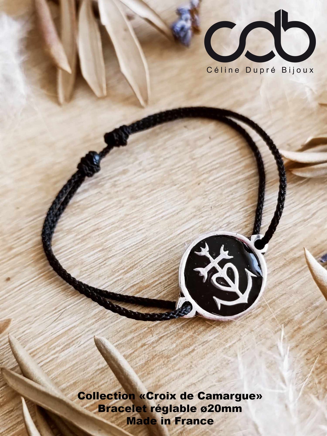 Camargue Cross Bracelet - Adjustable Cord - ø20mm - Color and Size of ...