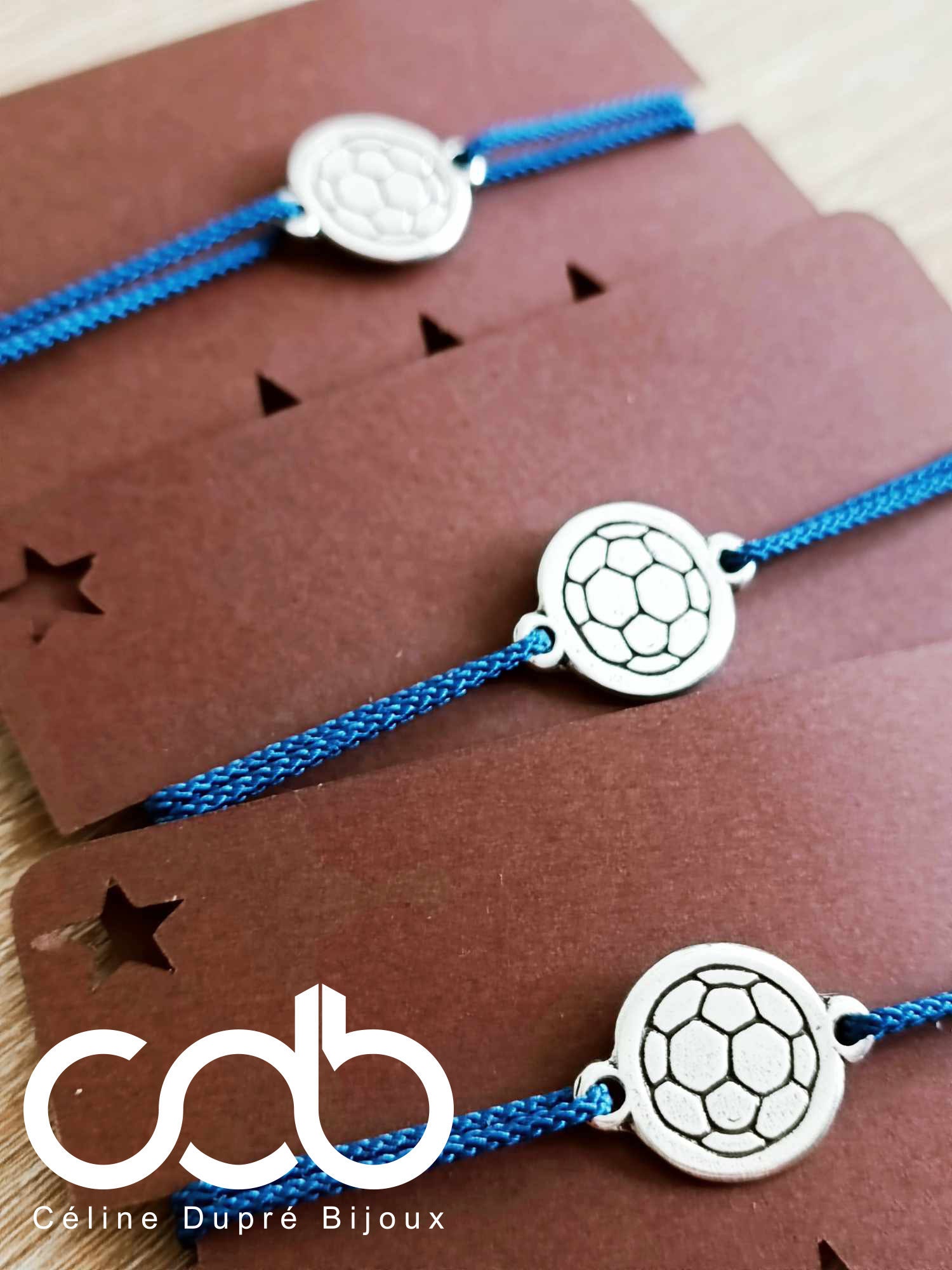 Handball bracelet - 925 silver finish medal - ø16mm - Adjustable cord ...