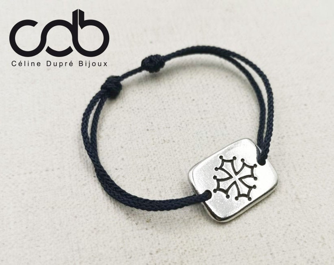 Occitane Cross Bracelet 925 Silver Finish Oval 14x20mm Braided Cord of ...