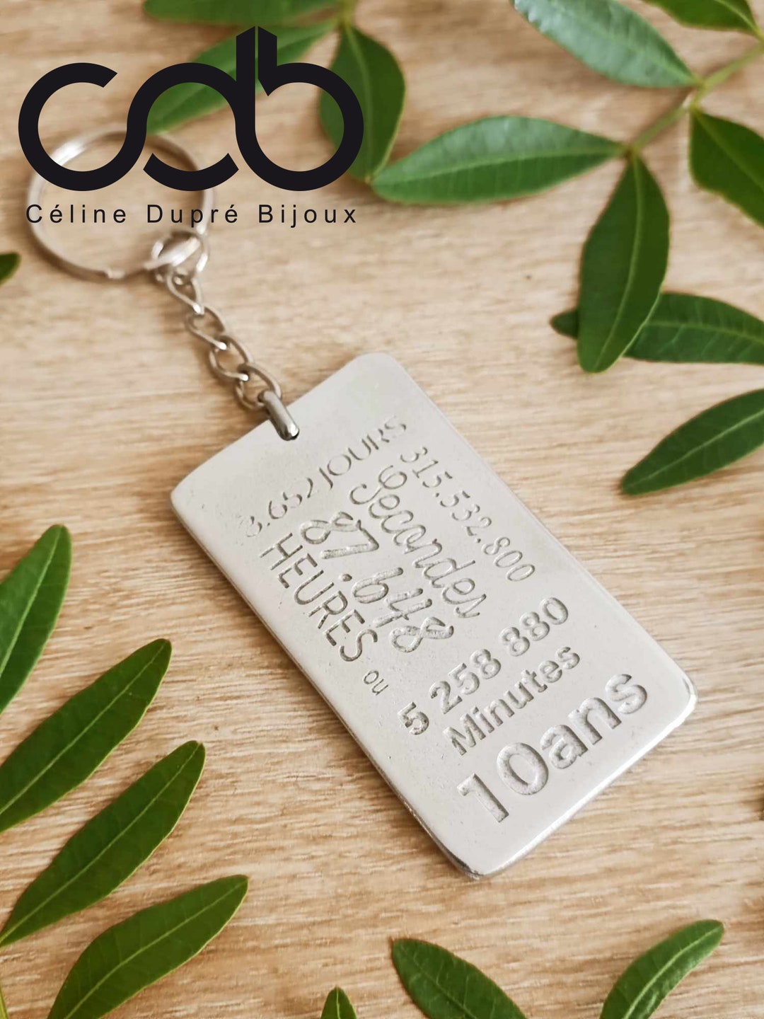 Key Ring With Rectangular Medal to Celebrate Your 10th Wedding ...