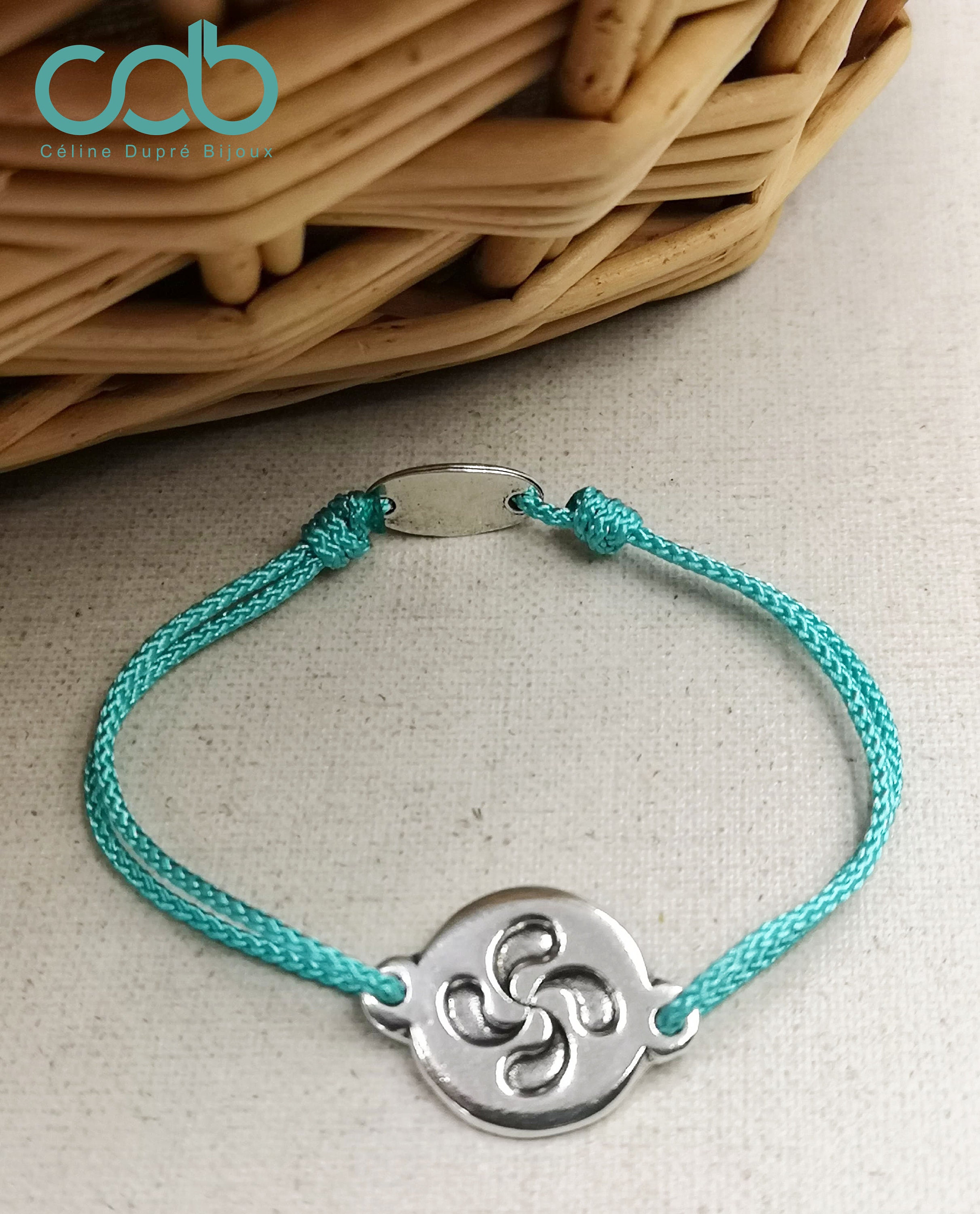 Bracelet Lauburu / Basque cross ø18mm - tinplate silver finish 925