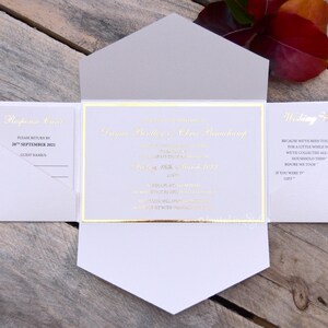 All-in-one Pocket Envelope Wedding Invitation With Shiny Foil - Gold ...