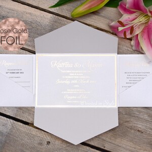All-in-one Pocket Envelope Wedding Invitation With Shiny Foil - Gold ...
