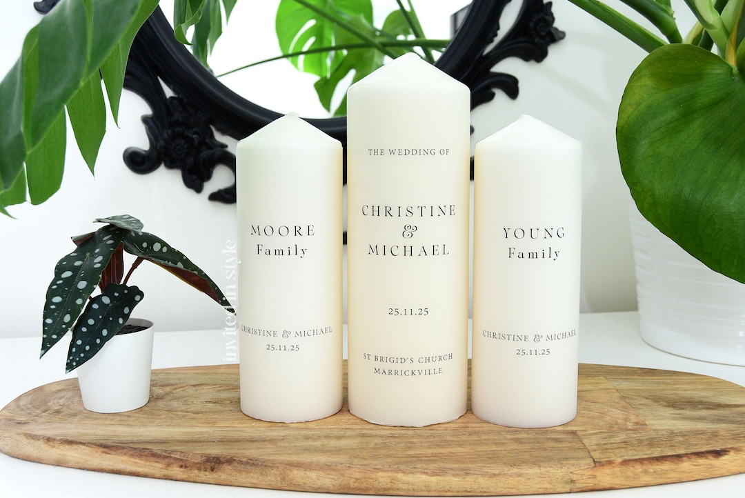 Unity/church/wedding Candles - Minimalist, Modern Font. Choose Your Set ...