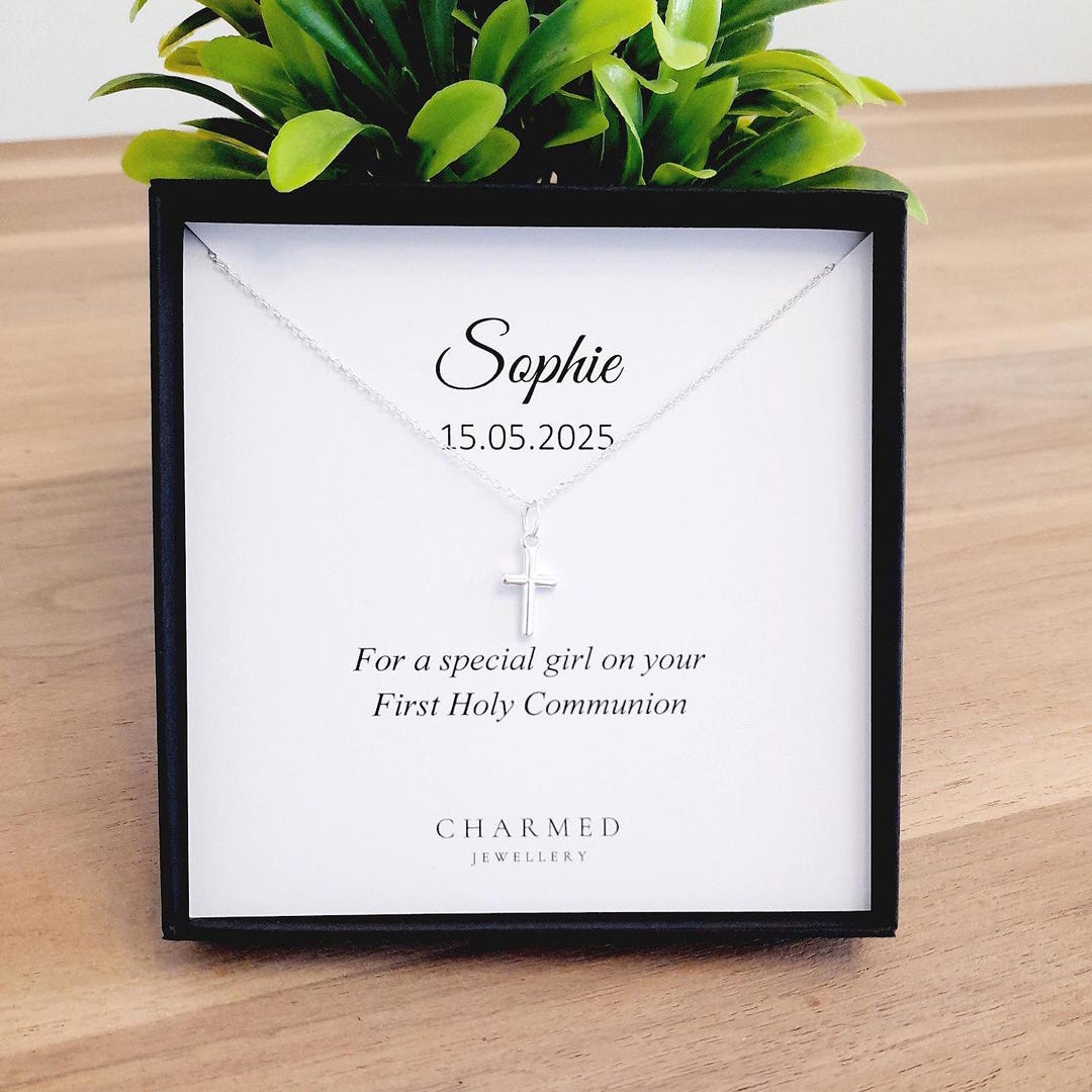 First Holy Communion Gift, Cross Necklace 925 Sterling Silver ...