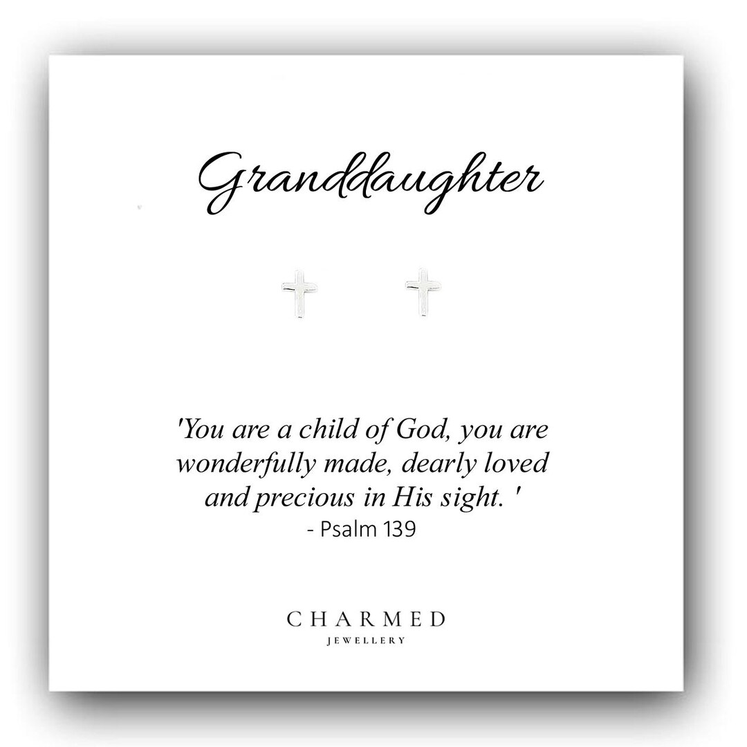 Granddaughter Confirmation Gift, Cross Stud Earrings, 925 Sterling ...