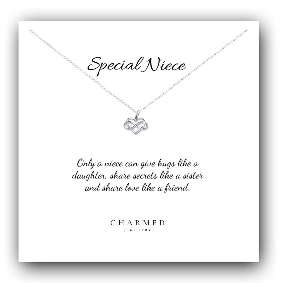 Special Niece Infinity Heart Necklace 925 Sterling Silver, Personalised ...