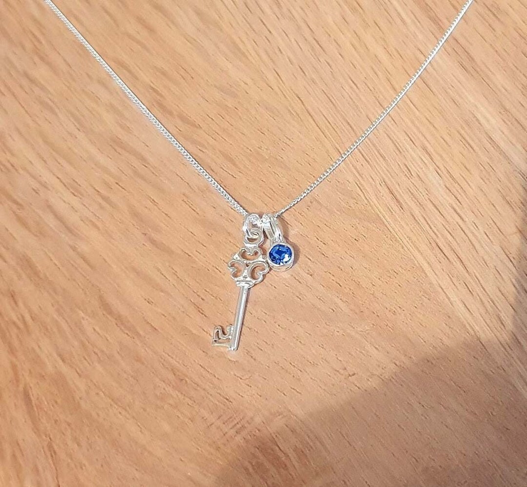 21st Birthday Key Necklace With Optional Birthstone 925 Sterling Silver ...