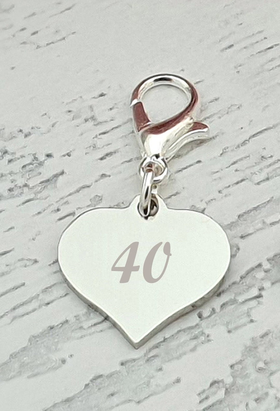 Personalised Engraved 40th Birthday Charm With a Lobster Clasp - Etsy