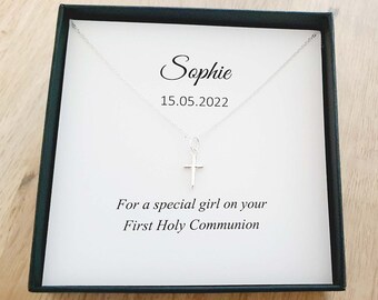 Sterling Silver First Holy Communion Necklace With Cross - Etsy