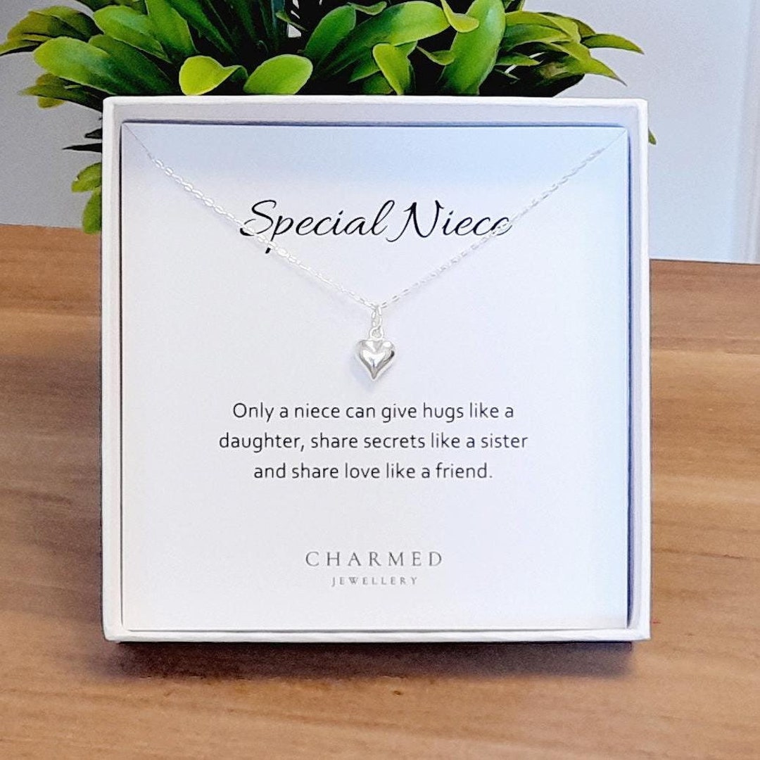 Special Niece Gift, Puffy Heart Necklace 925 Sterling Silver ...