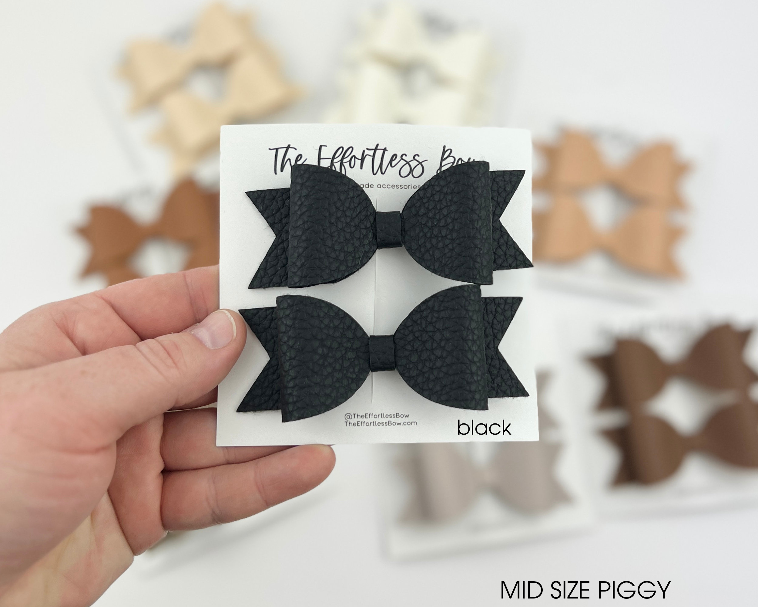 Big Pebble Piggy Large Pigtail Bows Faux Leather Piggie - Etsy