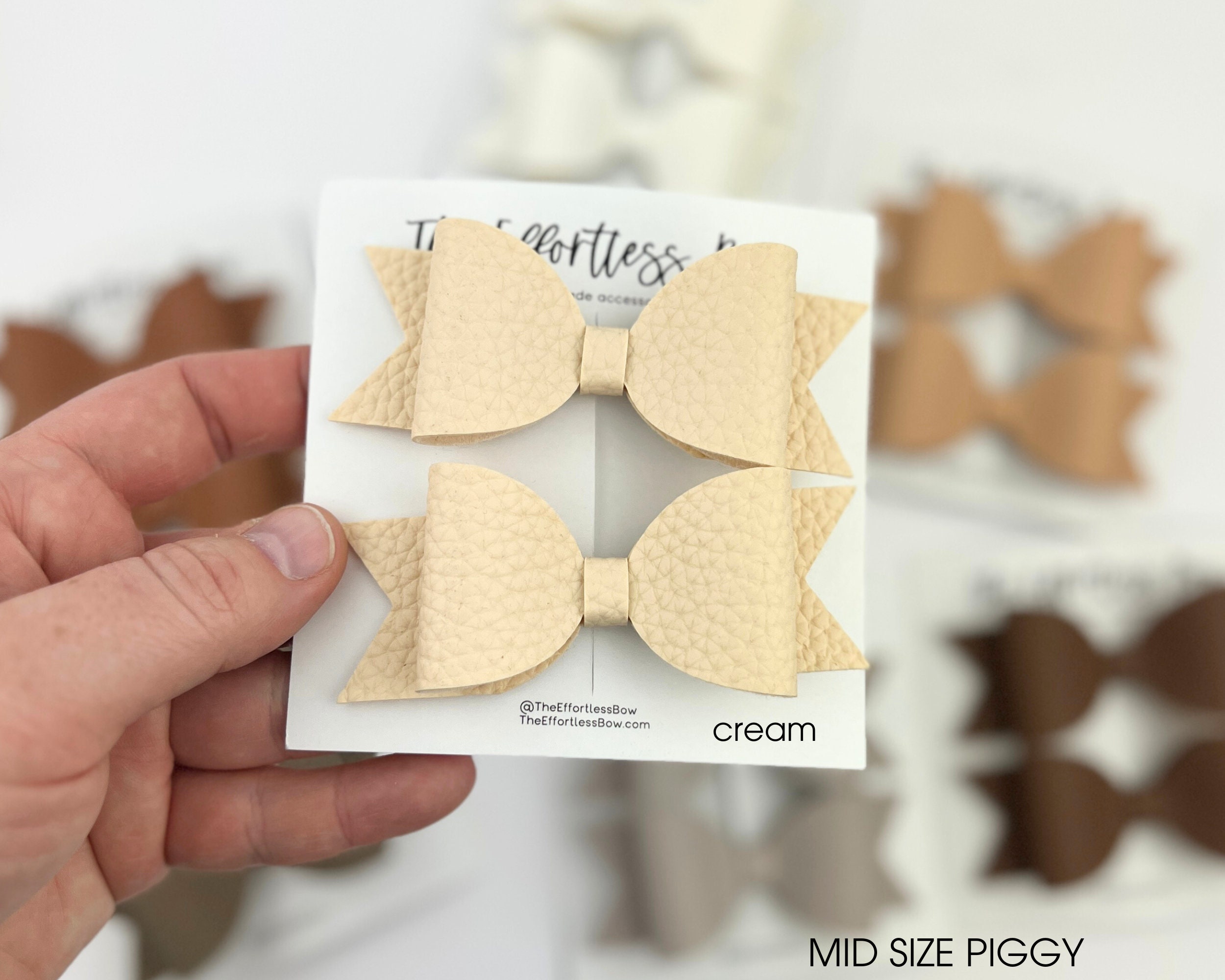 Big Pebble Piggy Large Pigtail Bows Faux Leather Piggie - Etsy