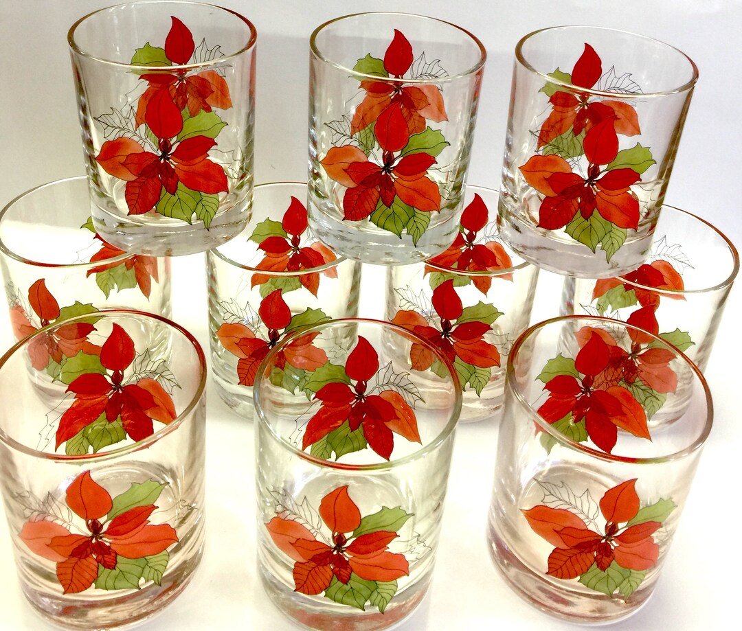 BLOCK "poinsettia" (10) Double Old Fashioned Glasses - Etsy