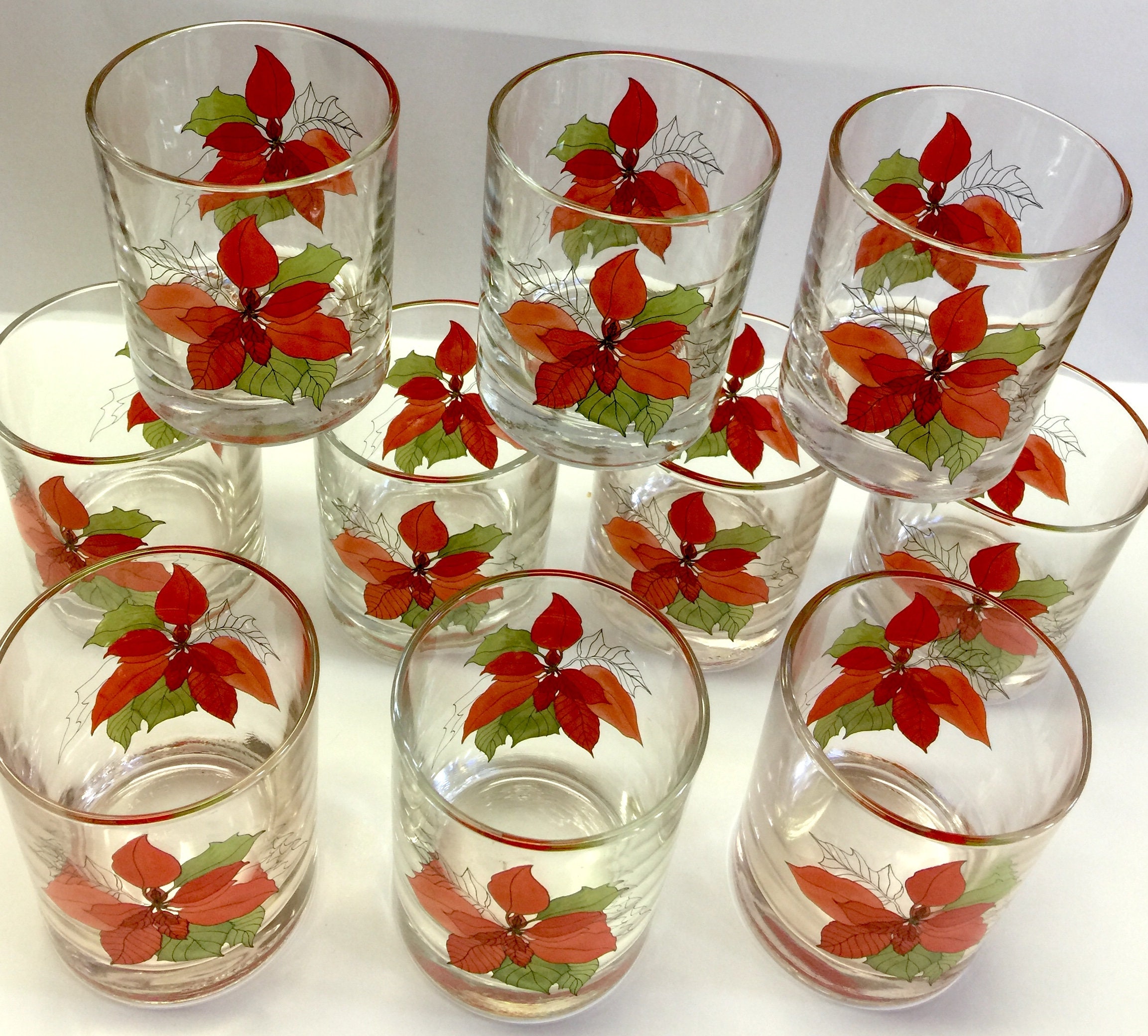BLOCK "poinsettia" (10) Double Old Fashioned Glasses - Etsy
