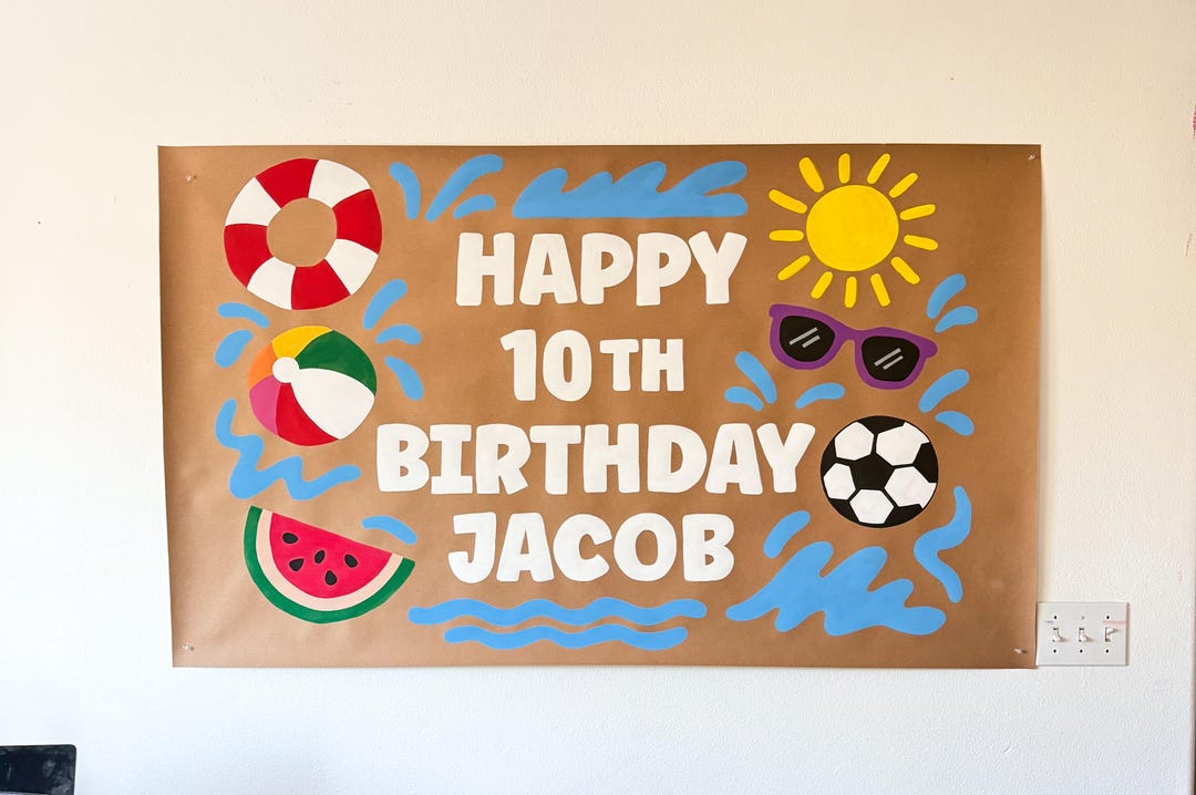 Custom Pool Party Banner: Hand-painted Birthday Decoration - Etsy