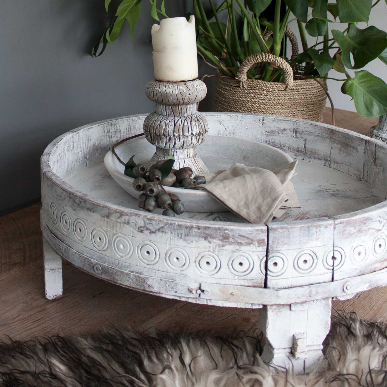 Indian Chakki Table Coffee Table Vintage Upcycled | Etsy