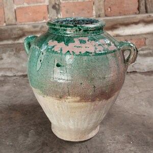 Large Vintage Turquoise Turkish Urn, Terracotta and Glazed Rustic ...