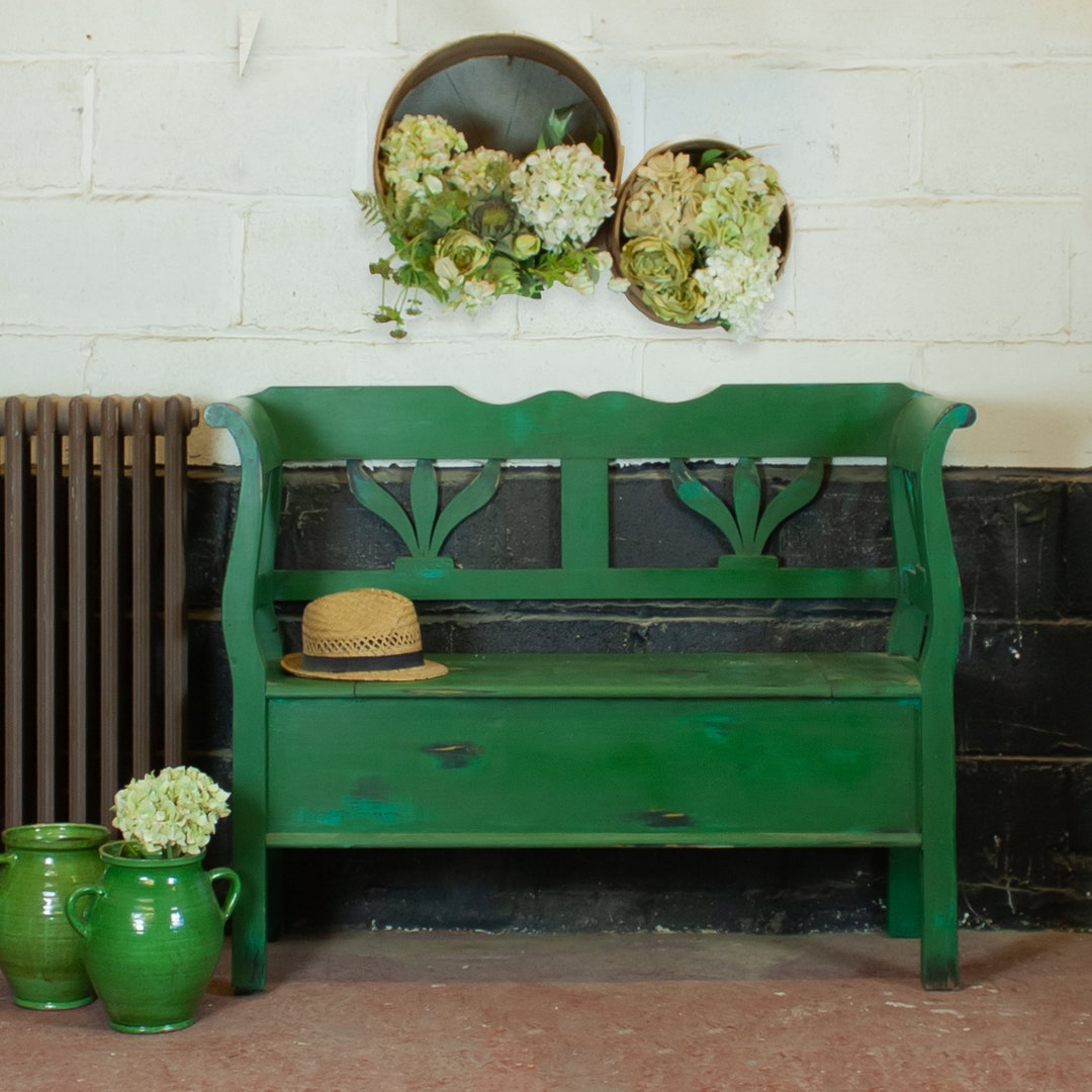 Hallway Storage Green Bench - Etsy