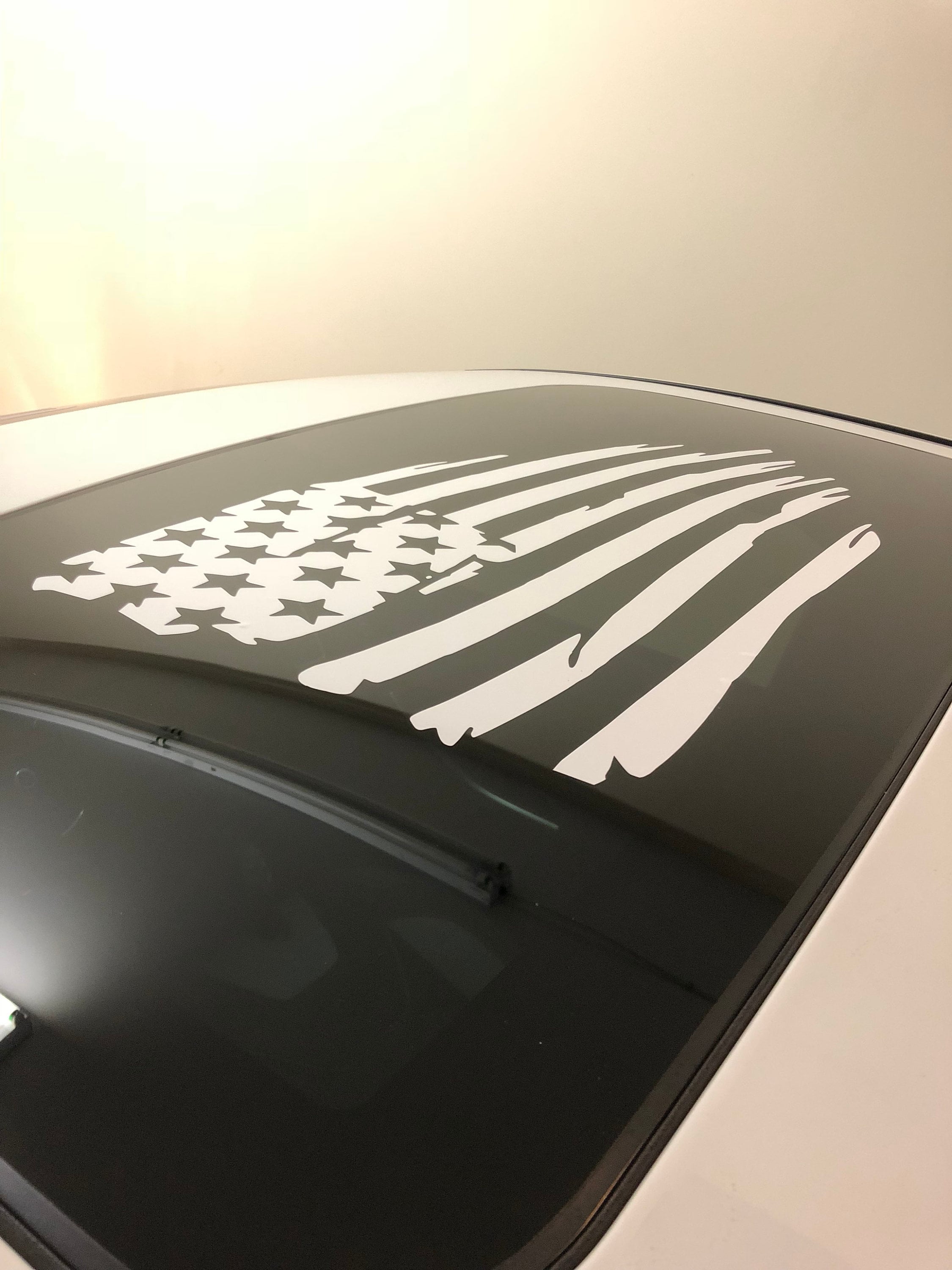US Tattered Flag Vinyl Decal for Window or Sunroof | Etsy