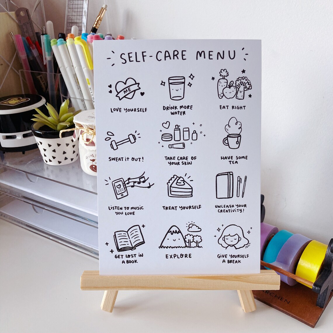 Self-care Checklist Reminder Art Print - Etsy