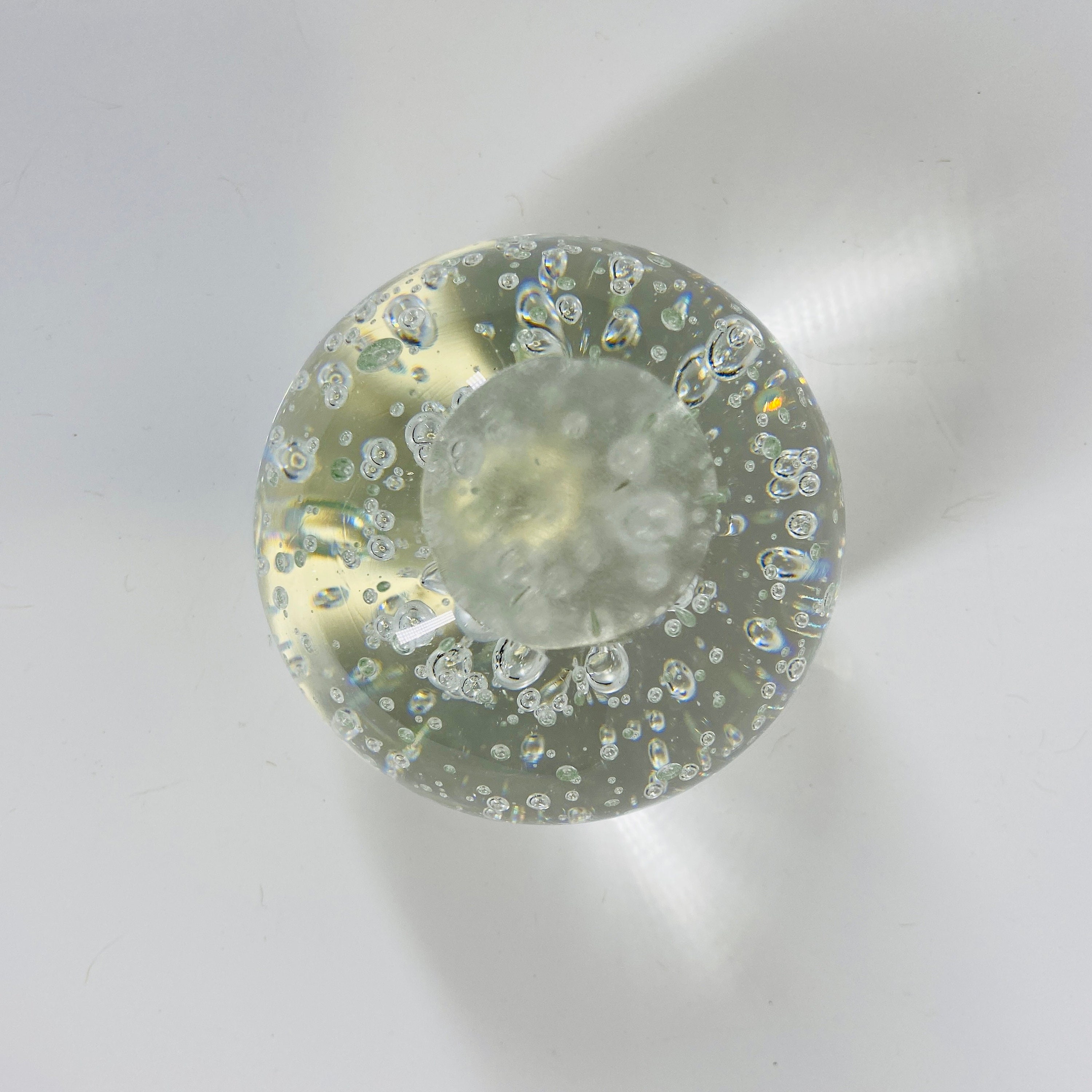 Vintage Clear Bubbled Glass Paperweight - Etsy