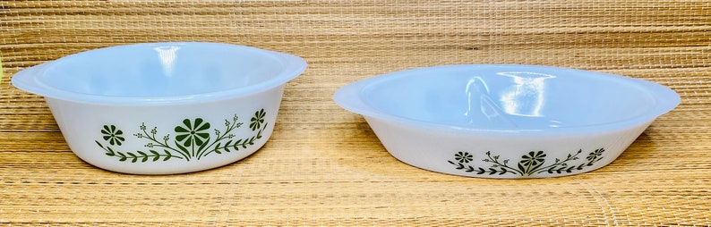 Vintage “green Daisy” Glassbake Ovenware Set of 2 - Etsy