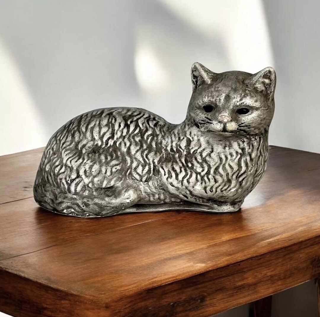 Vintage Plaster Cat Statue Figurine - Etsy