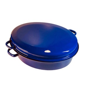 Vintage Large Blue Enamelware Roasting Pan - Etsy