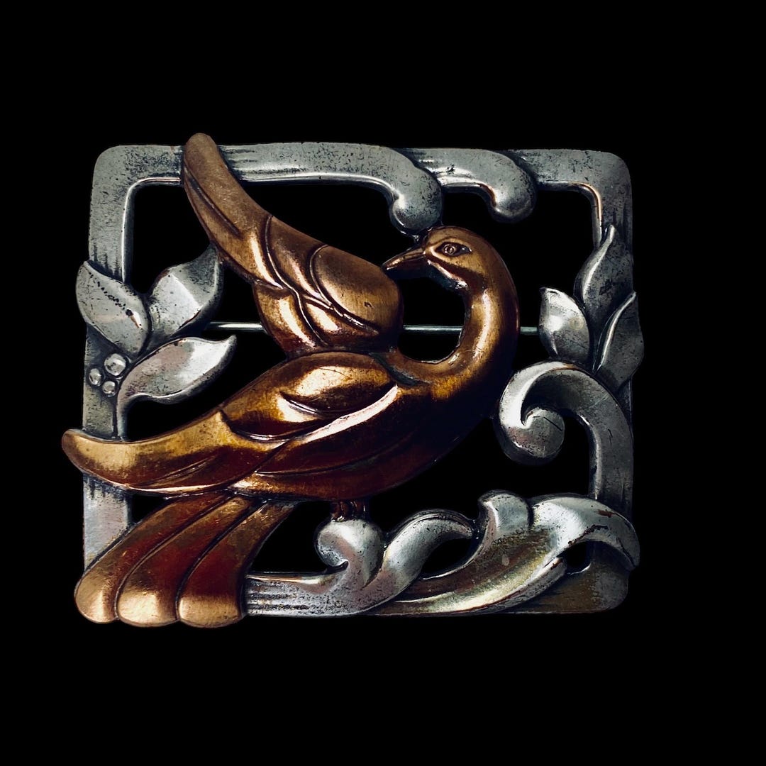 Unmarked Coro Craft Vintage Sterling Silver Art Nouveau Style Brooch - Etsy