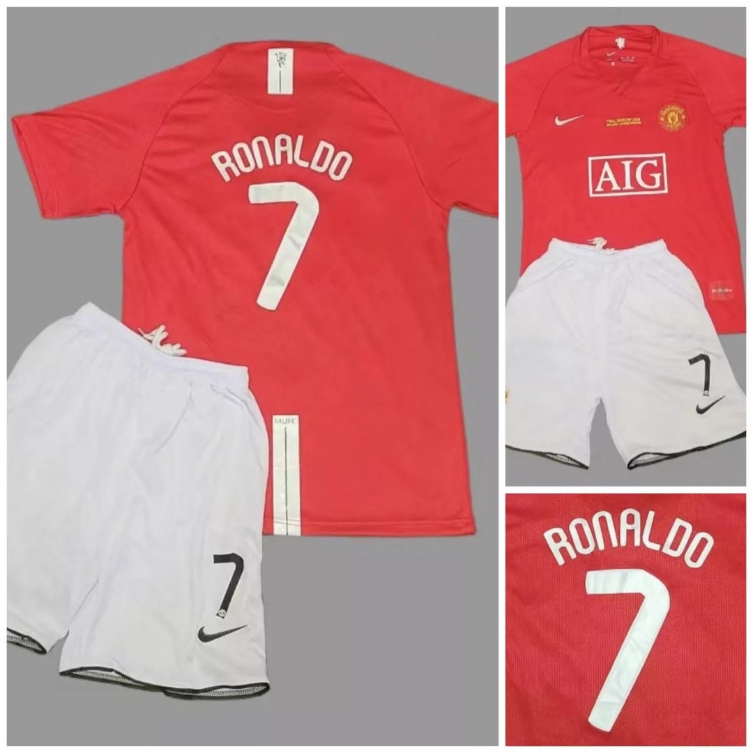 Retro Ronaldo CR7 7 Manchester United 2007-08 Home Retro Soccer Jersey ...
