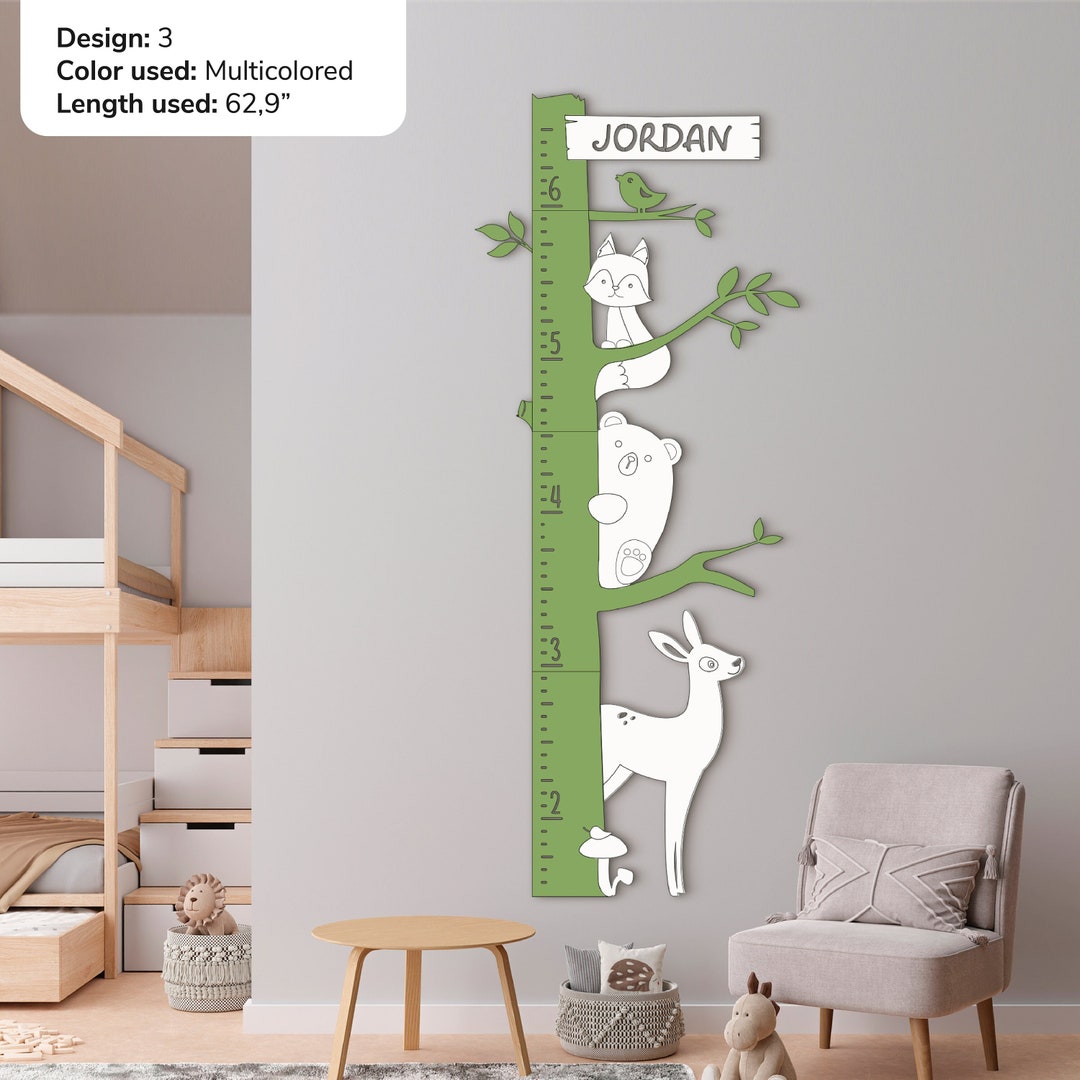 Personalized Wooden Growth Chart Woodland Height Chart Nursery Growth ...