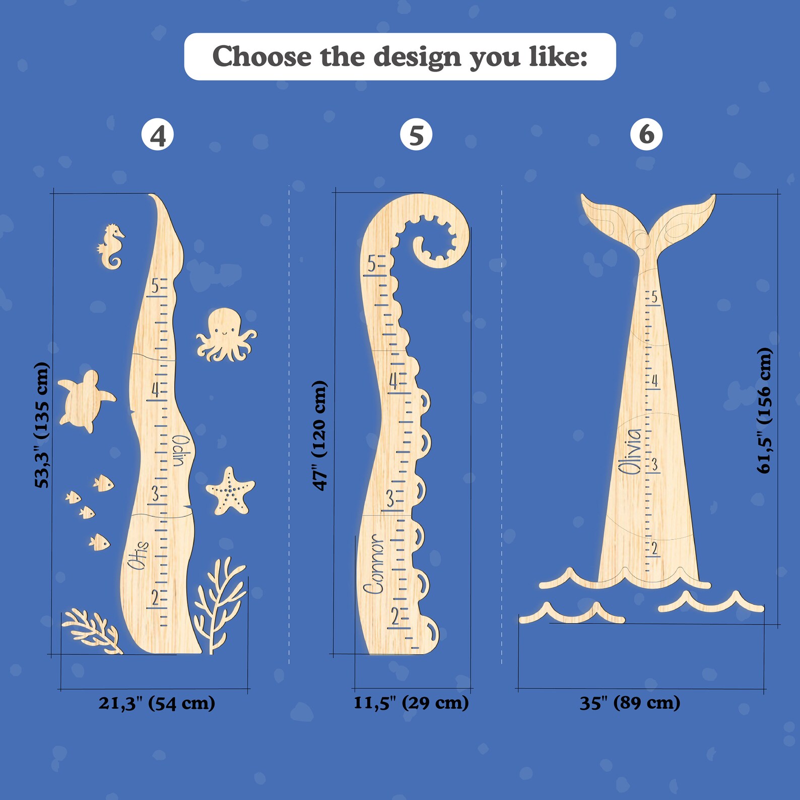 Anchor Height Chart Custom Growth Chart Nautical Nursery Under the Sea ...