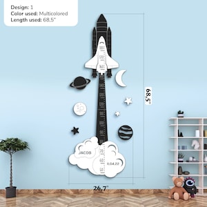 Personalized Space Themed Growth Chart Wooden Growth Chart Rocket Ship ...