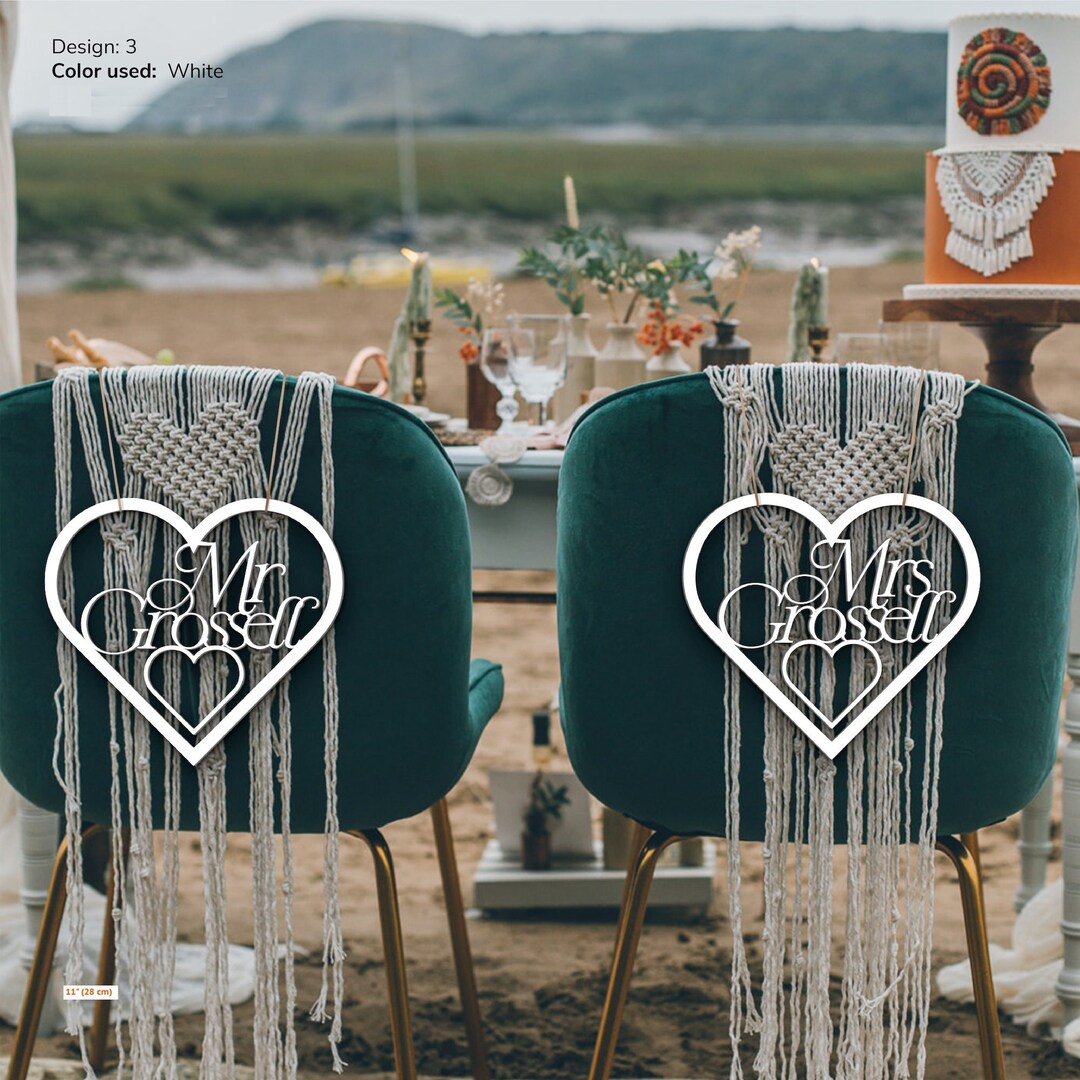 Personalized Bride and Groom Wedding Chair Sign Mr and Mrs Chair Signs ...